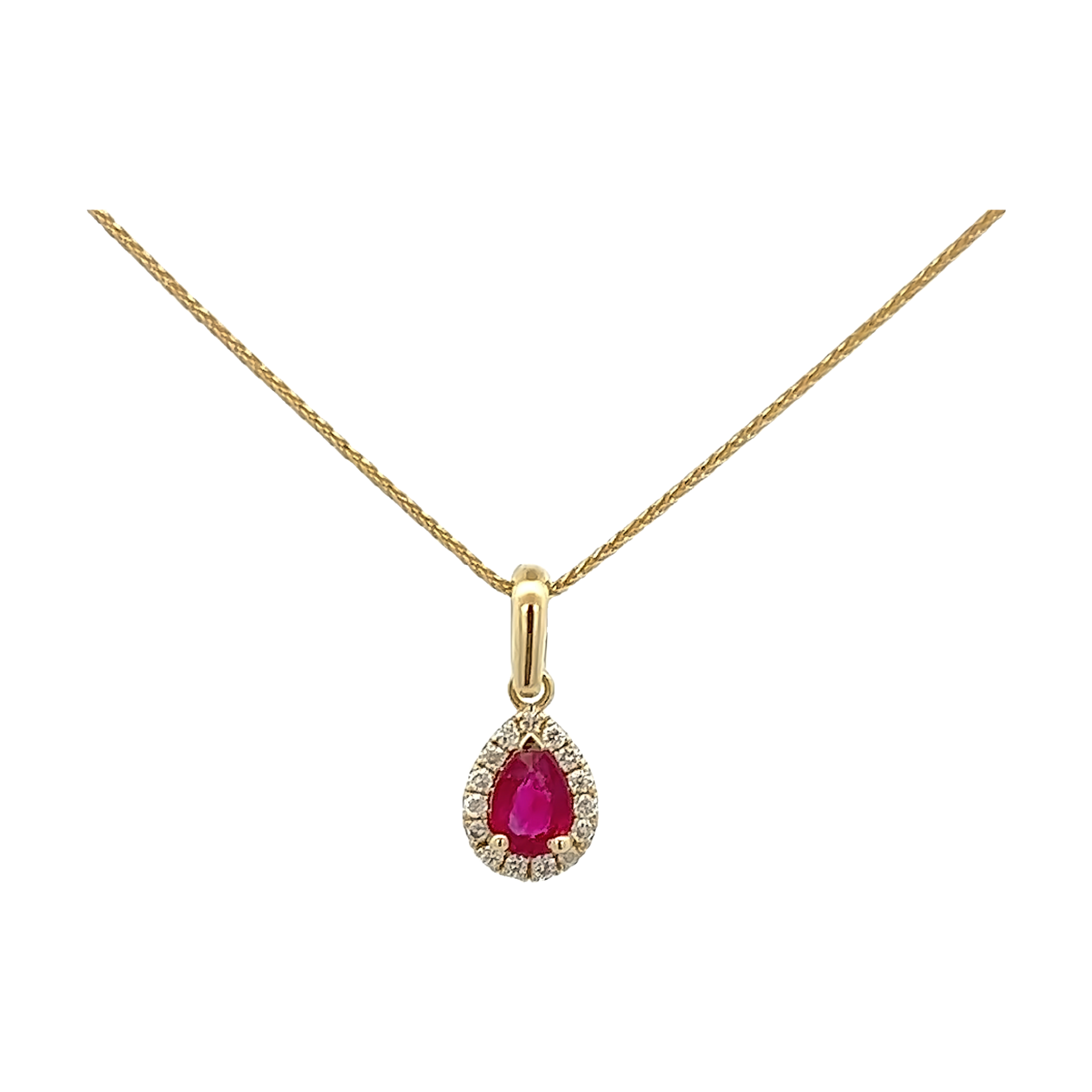 Gold Pear Ruby Pendant - Vardy's Jewelers Bay Area